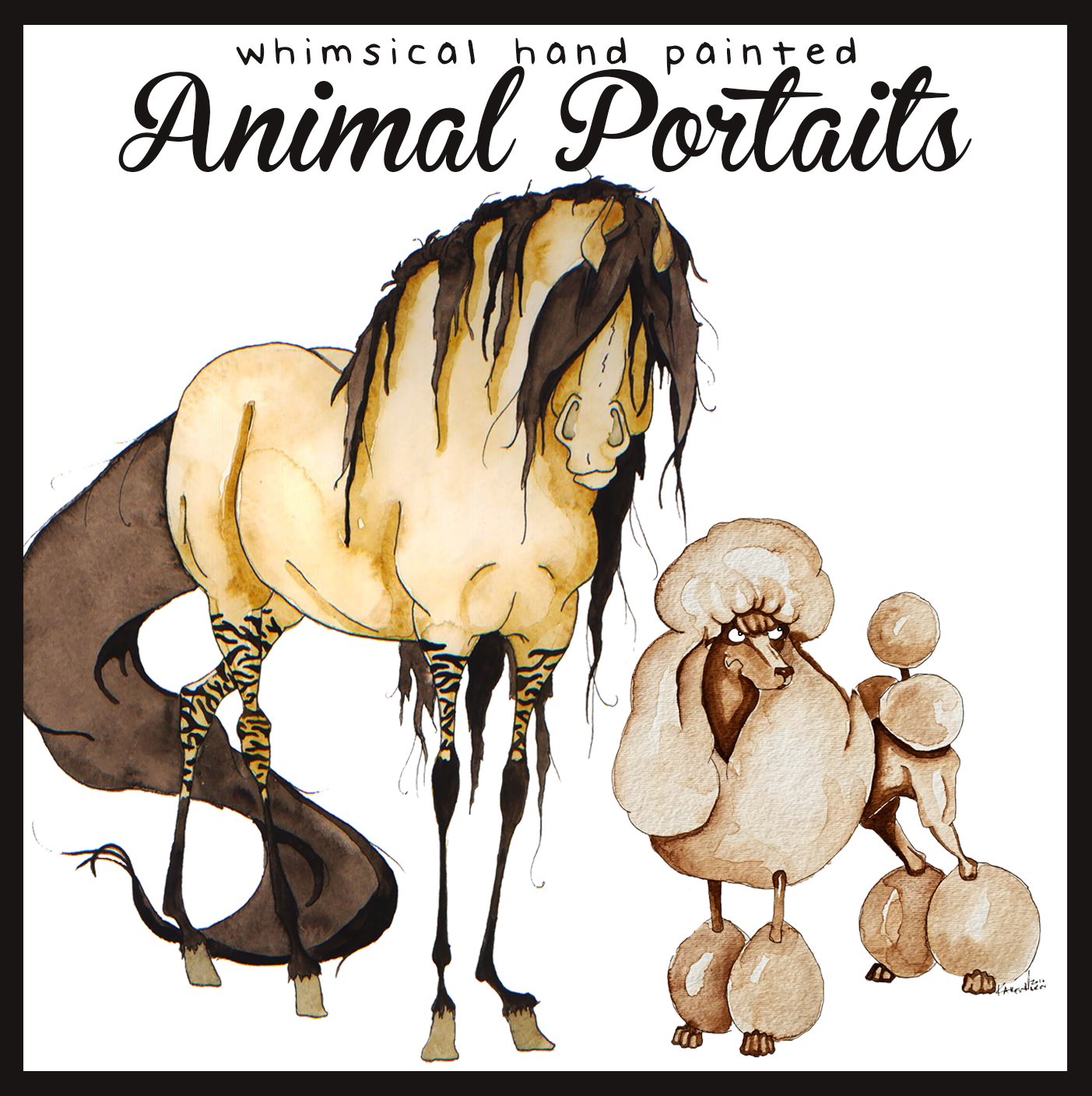 Whimsical Hand Painted Pet Portraits – The Cheeky Mare